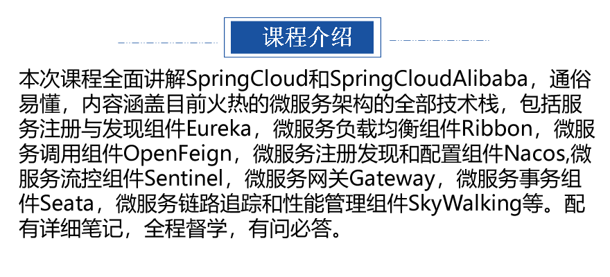 Java微服务开发springcloudalibaba详细教程在线视频教程 Csdn程序员研修院